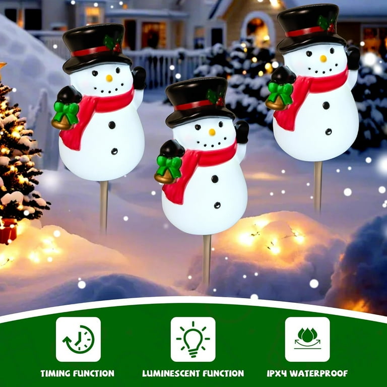 Snowman Pathway Markers With Automatic Timer Christmas Pathway Lights