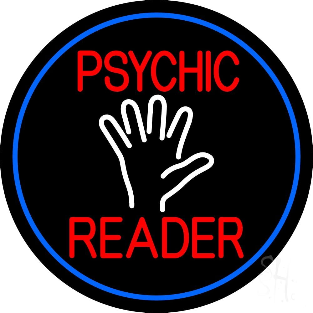 Red Psychic Reader White Palm And Blue Border LED Neon Sign 26" Tall x ...