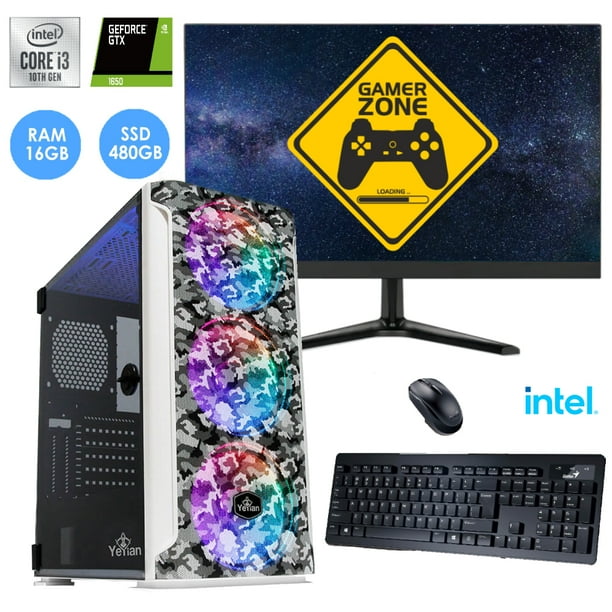 Computadora gamer Intel i3 10100f 16GB RAM Nvidia GTX 1650 SSD 480GB Monitor 21.5 pulgadas ...