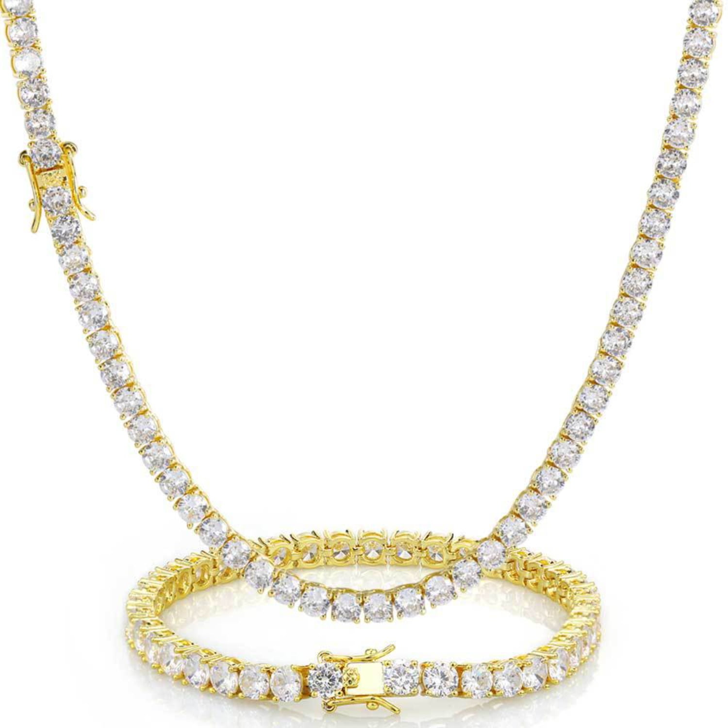 4mm Moissanite Necklace Chain D Color VVS1 clarity Diamond Necklace 925 Sterling Silver Diamond Tennis Necklace for Men Women with Certificate 16 24inch Walmart