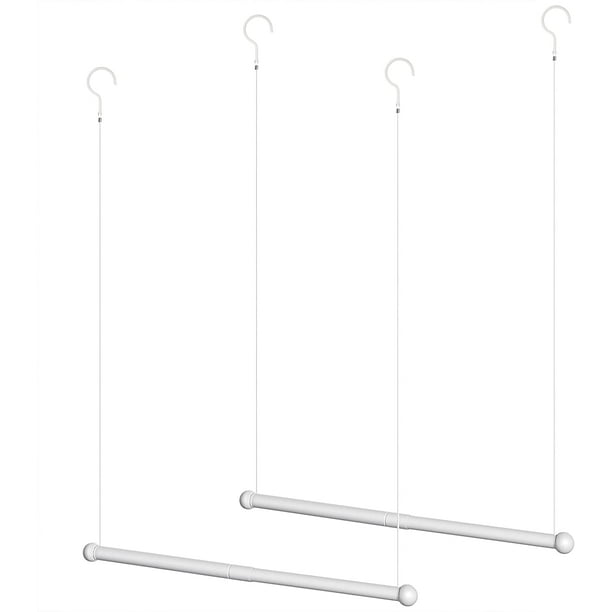 2 Pieces Hanging Closet Rod, Adjustable Width and Height, Clothes ...