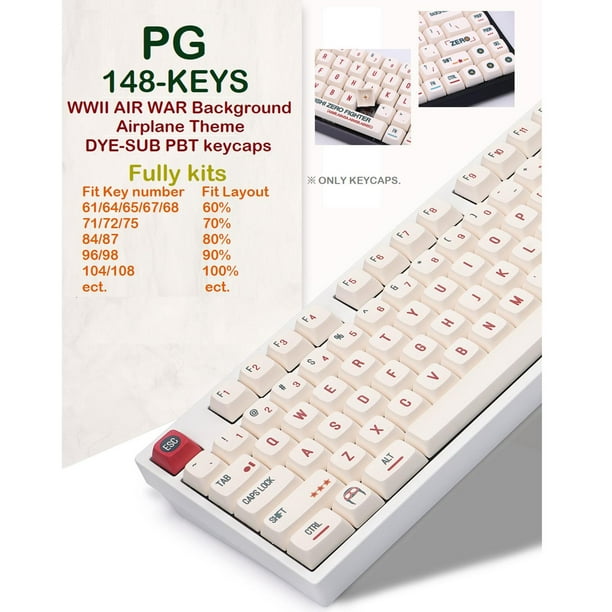 148 Keys Gaming Mechanical Keyboard Keycaps Set Layout DIY Accessories ...