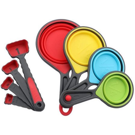 Folding Silicone Creative Measure and Spoons Set 8 Piece Portable ...