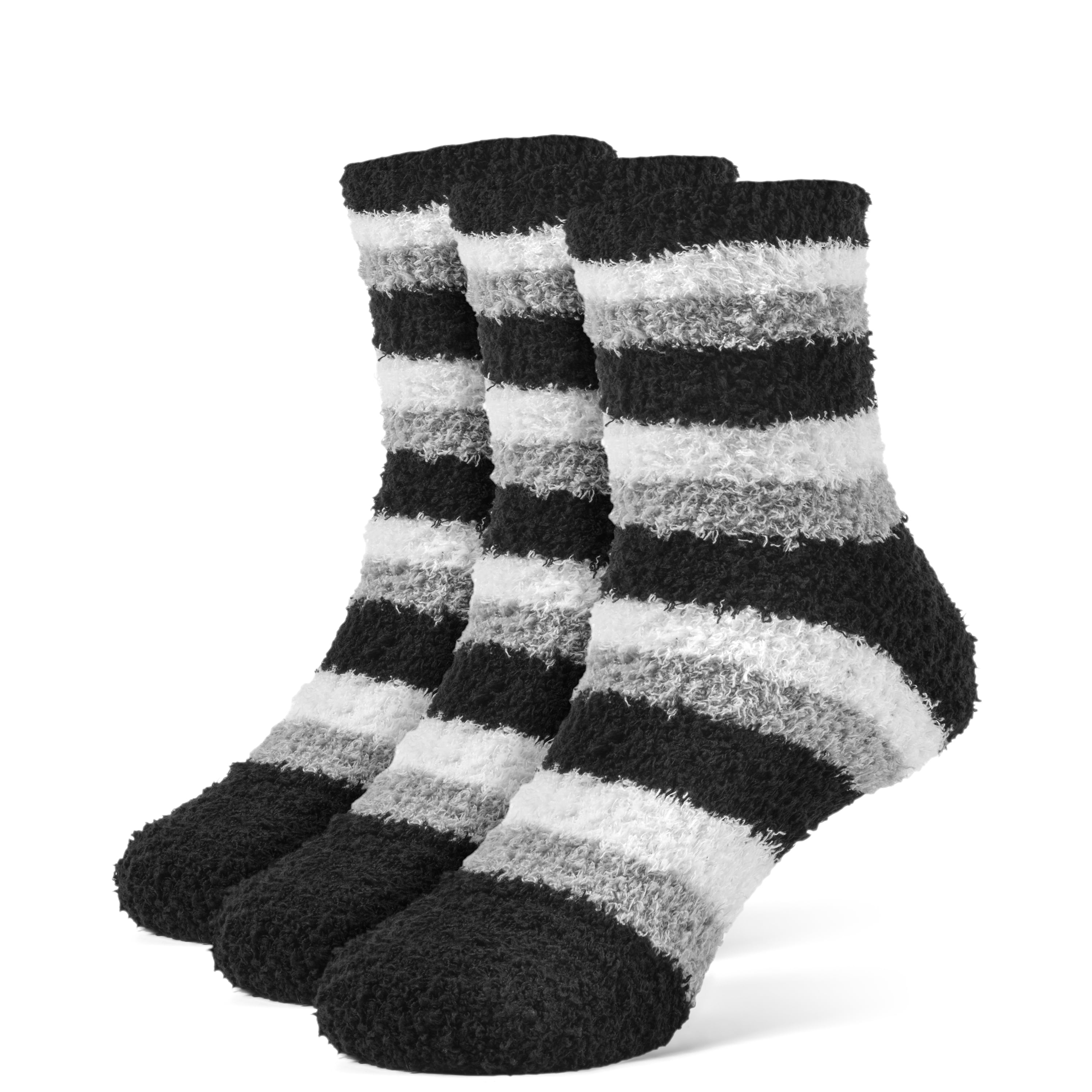 Galiva Girls' Striped Fuzzy Quarter Cozy Socks - 3 Pairs - Walmart.com