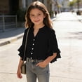 Bixock Summer Girls Tops,Toddler Girls Button Down Shirt,Kids 3/4 ...