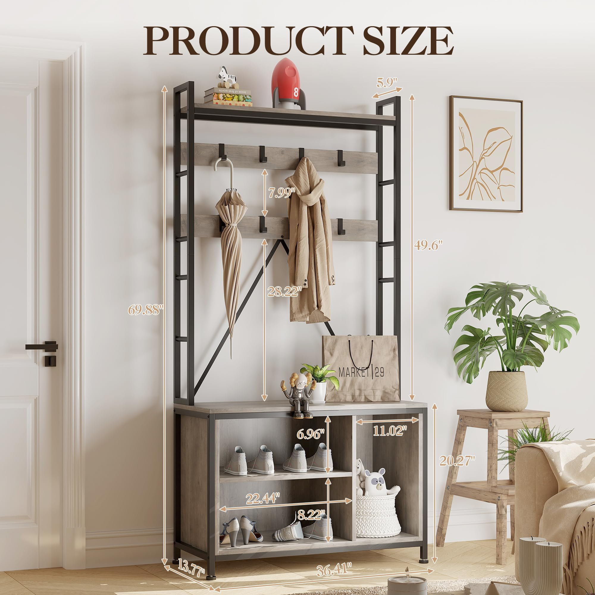 Click here for Edtara 5-In-1 Hall Tree With Bench  Coat Rack  Sho... prices