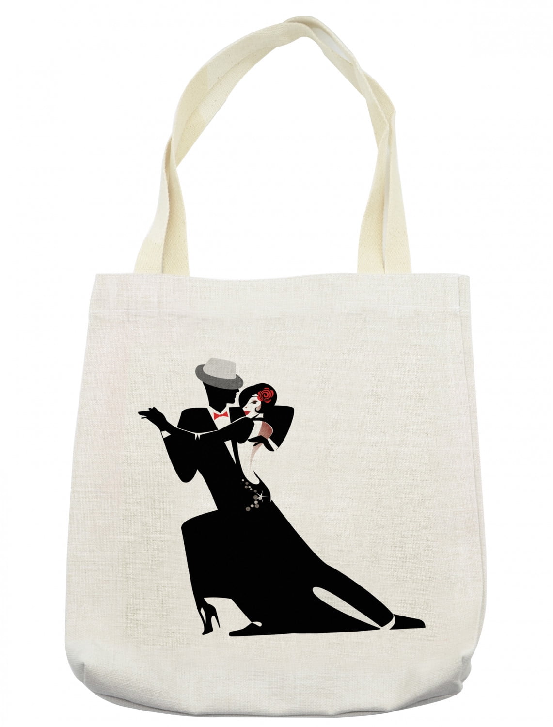 Retro Tote Bag, Man and Woman Partners Romantic Dance Tango Waltz ...