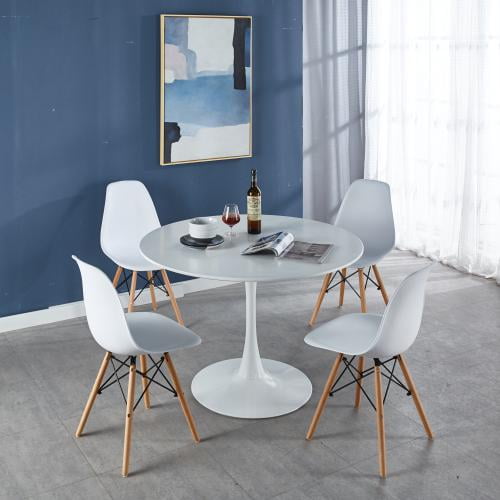 Dining Table Set for 4, Round Dining Room Table Set for 4, 5-Piece ...