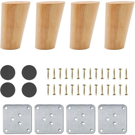 Set Of 4 Wooden Furniture Legs, 8cm Replacement Sofa Legs, Coffee Table ...