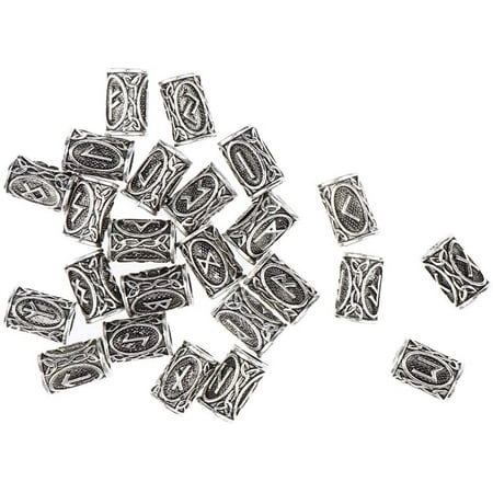 Set of 24 Viking Runes Beads for Hair Beard for Paracord Bracelet ...