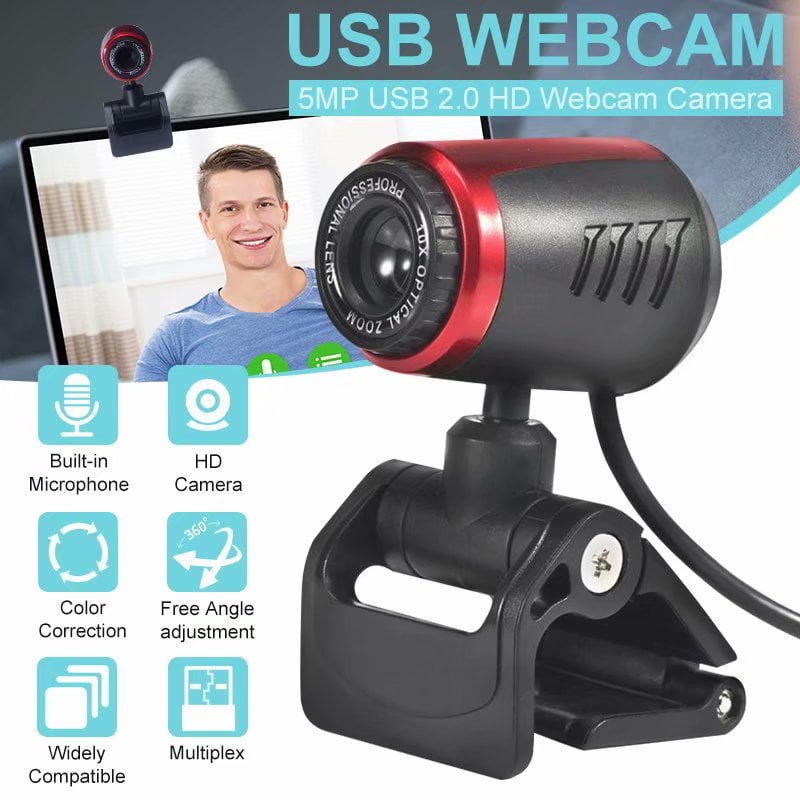 5 MP USB 2.0 HD Webcam Camera Autofocus With Noise Reduction Microphone ...