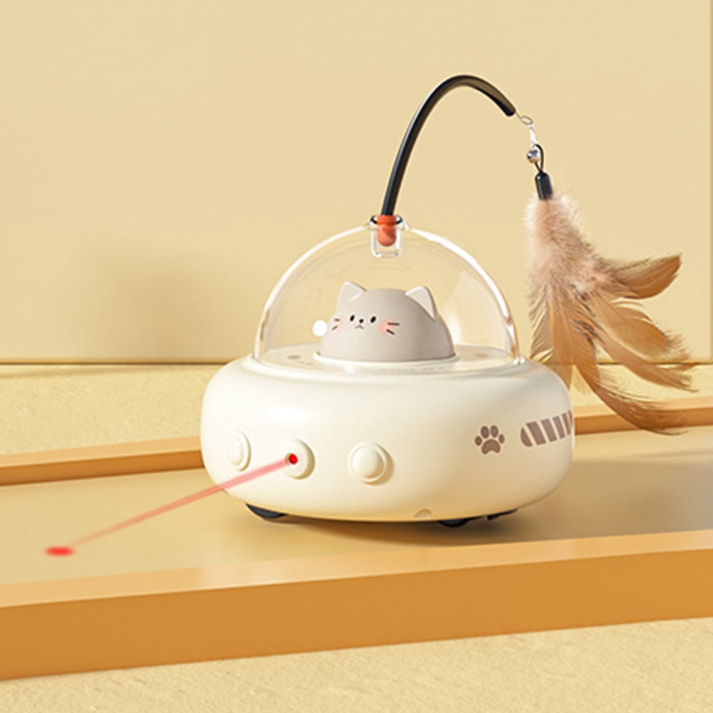 Juguete de gato de teaser inteligente eléctrico con plumas ovnfo gato ...