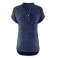 Fmbrln Womens Plus Size Linen Tops Summer Short Sleeve Button V Neck ...