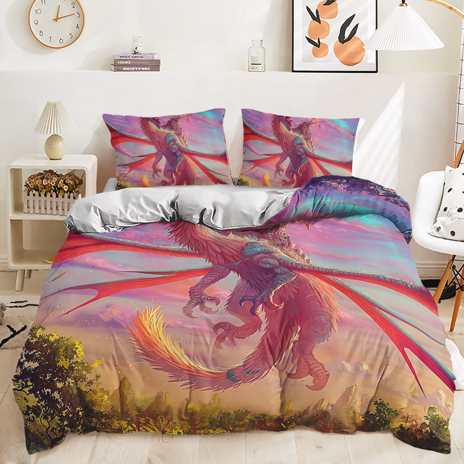 Hosima 3-Piece 3D Digital Printed Polyester Down Quilt Cover With ...