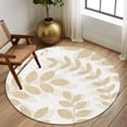 Beige Leaves 5FT Round Area Rugs for Living Room Summer Farmhouse ...