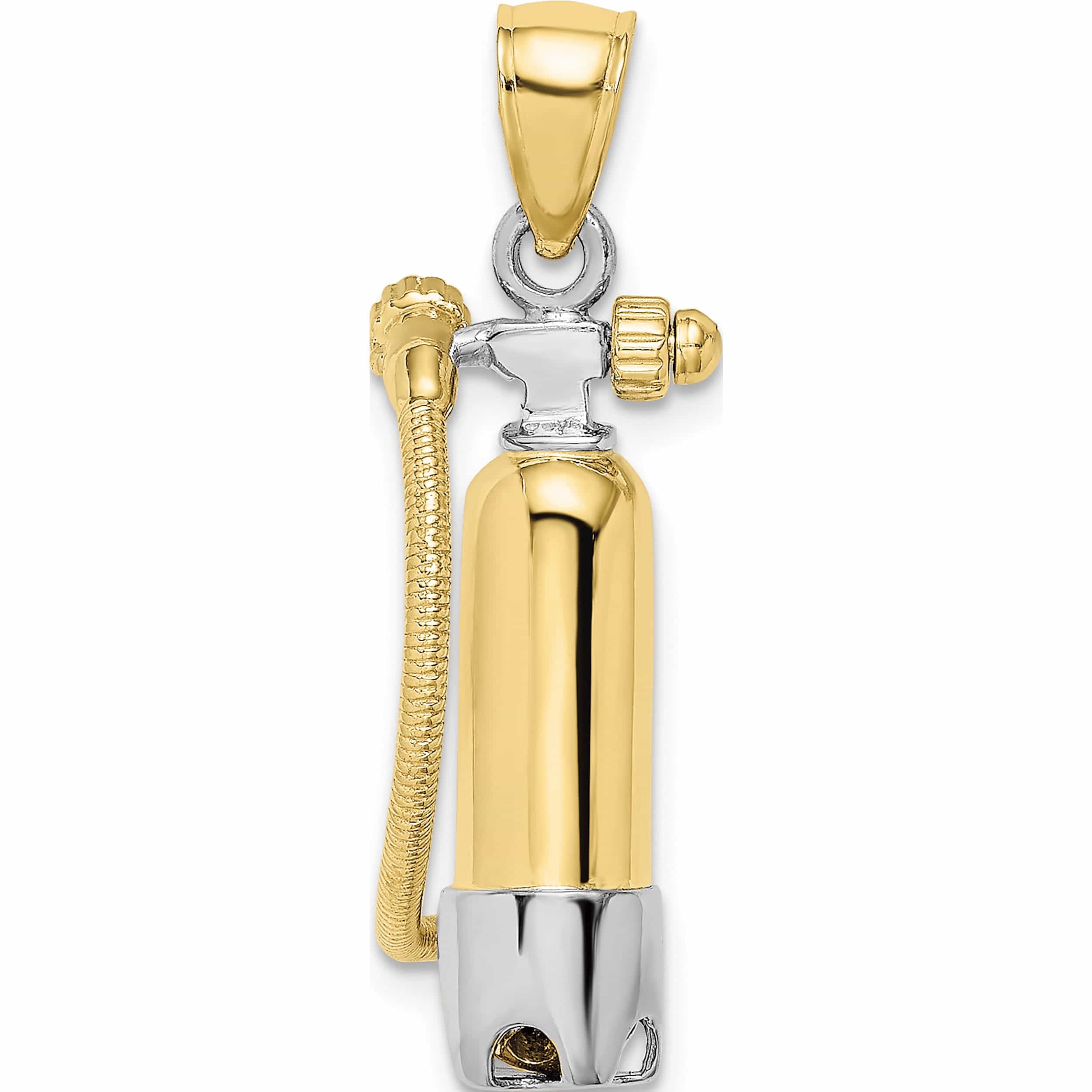 10K Two-Tone With Rhodium 3-D Single Scuba Tank Hose Charm (31.6 X 10.4 ...