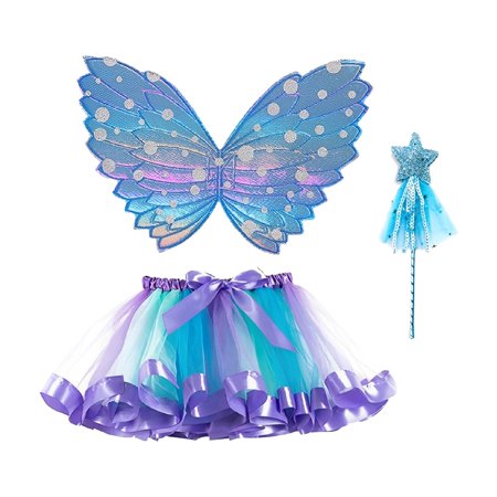 Girls Fairy Costume Set Butterfly Fairy Wing Kids Princess Cosplay Star ...
