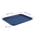 14 Pack Blue 16 x 12 Inch Rectangular Plastic Serving Tray with Raised ...