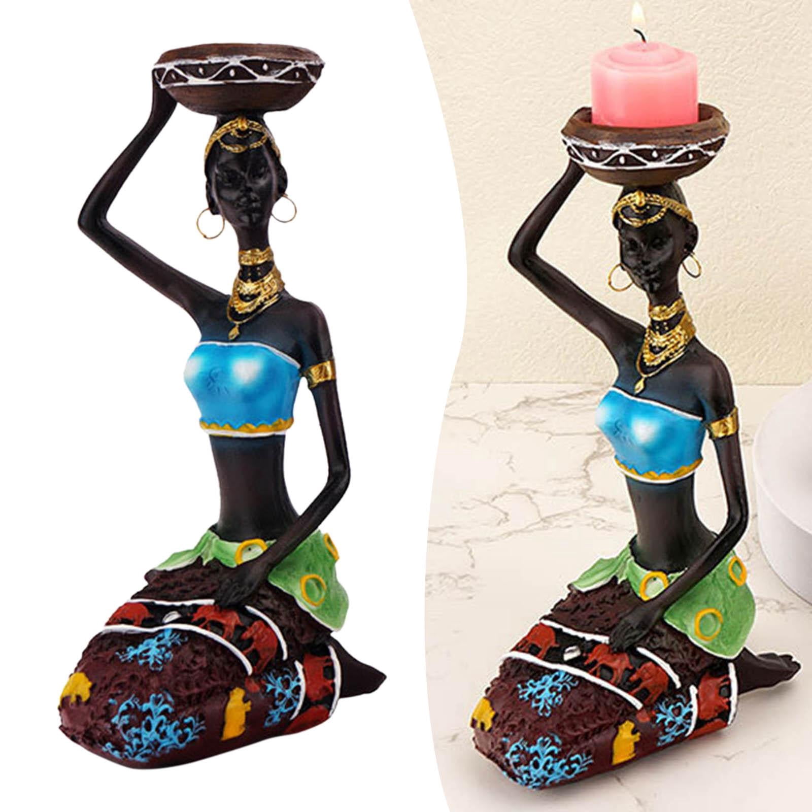 Creative African Women Statues Tea Holder Figurines Table Centerpiece ...