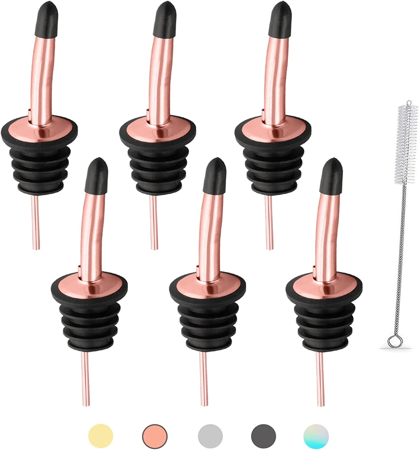 6 Pcs Liquor Pour Spouts Set, Stainless Steel Liquor Bottle Pourers ...