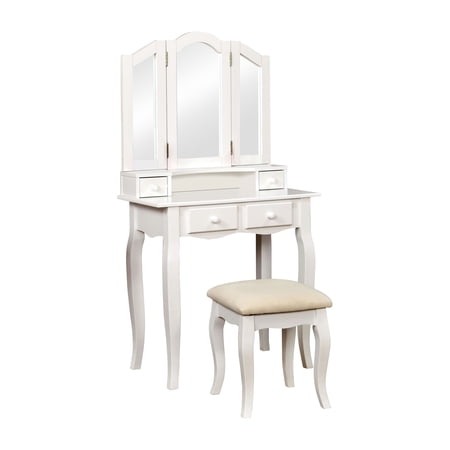 Furniture of America Calliope Transitional 3-Piece Vanity Set, White ...