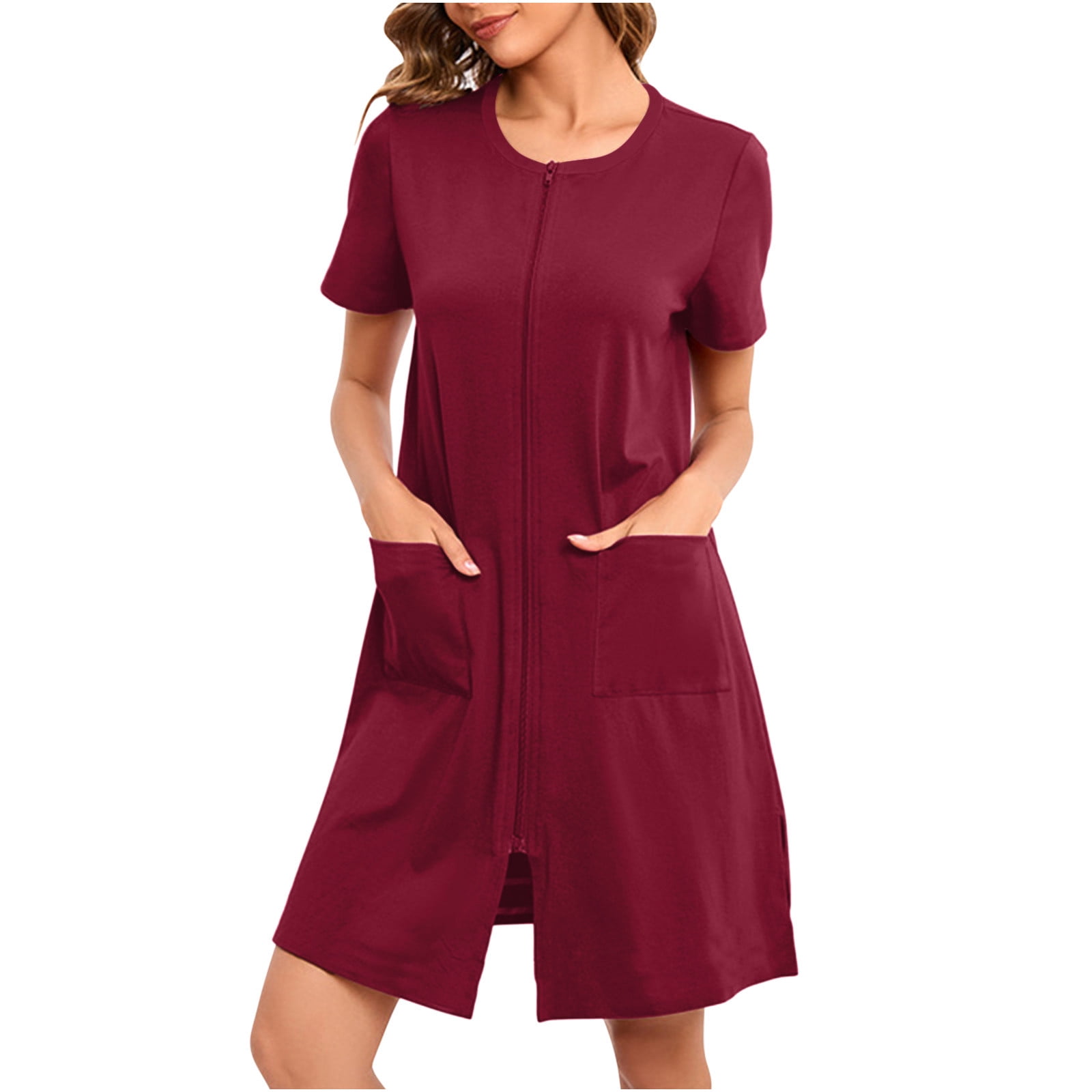 Click here for Erwazi Women Robes Zipper Front Short Sleeve Long... prices