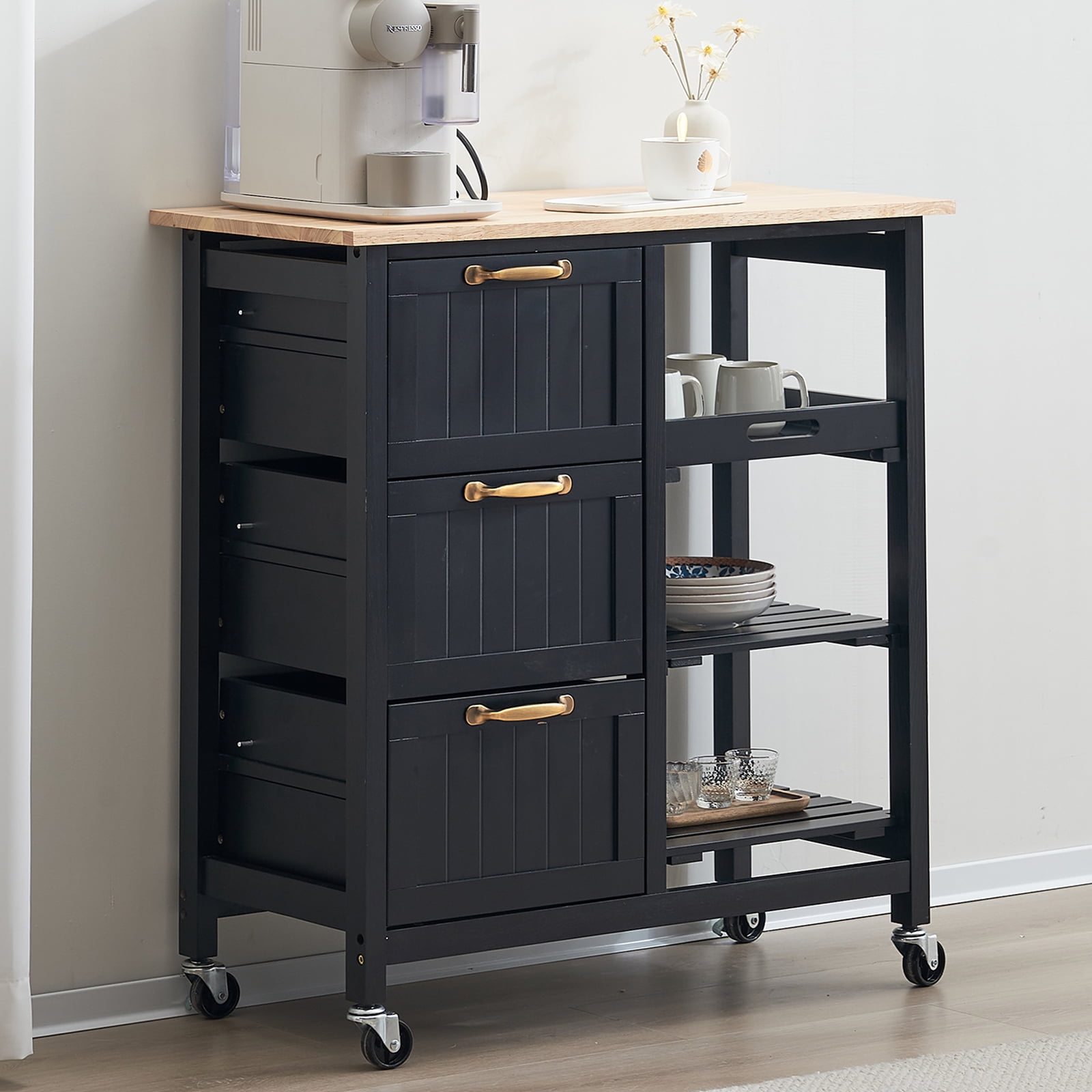 UWR-Nite Kitchen Island, Rolling Kitchen Storage Cart, 3 Tier Holders ...