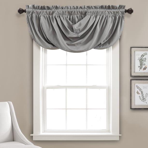 Lush Decor Lucia 18" x 42" Solid Gray 100% Polyester 3" Rod Pocket ...