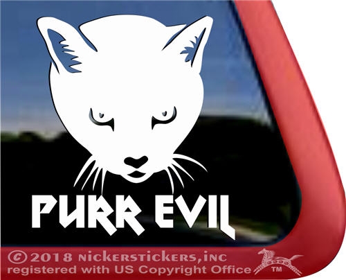 Purr Evil | High Quality Vinyl Kitty Cat Face Window Decal - Walmart.com