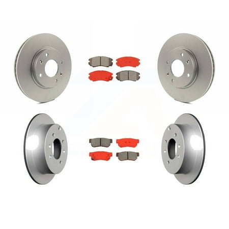 Front Rear Coated Disc Brake Rotors And Semi-Metallic Pads Kit For Kia ...