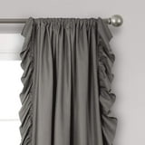 2 Panels Set Grey Farmhouse Ruffle Curtains for Living Room Rod Pocket ...