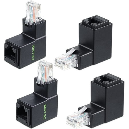 4 Pieces 90 Degree Ethernet Adapter RJ45 Male to Female Right Angle ...