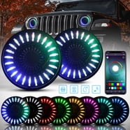 Sunpie 7" 5D LED Headlight with Halo Angel Eye Ring & DRL & Turn Signal ...