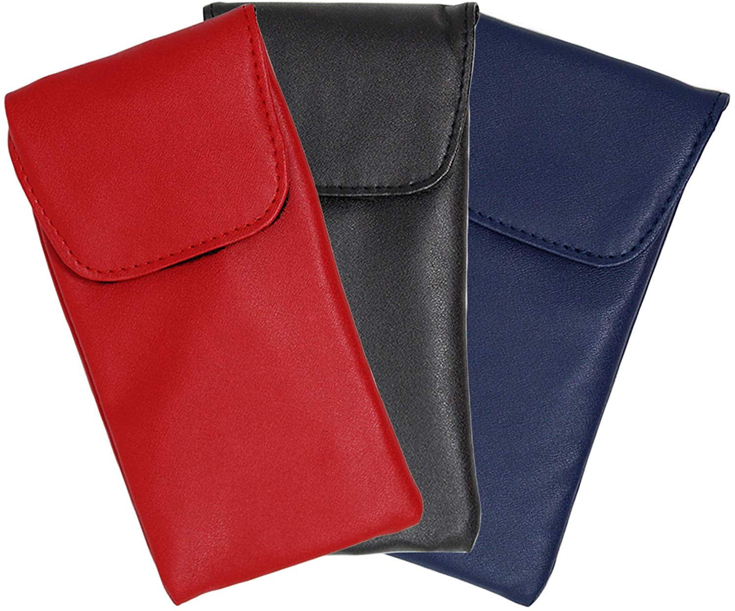 3 Pack Eyeglass Case Top Closure, Slip In Eyeglass Case Soft Faux ...