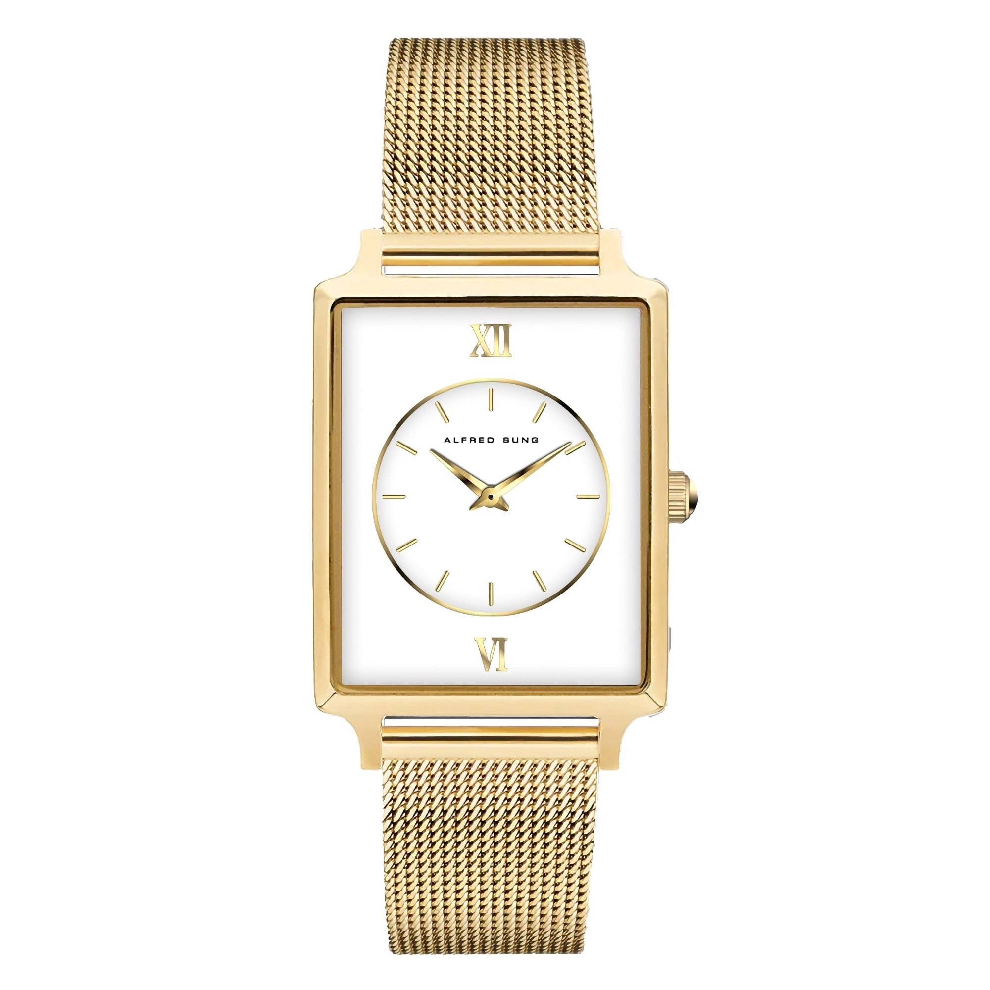 Click here for Alfred Sung Horizon White Dial Gold Bracelet Ladie... prices