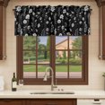 Black White Floral 2 Panels Kitchen Valance, Gray Leaf Watercolor ...