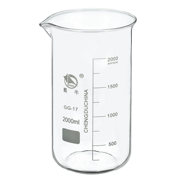 Uxcell 2000ml Tall Form Glass Beaker, 3.3 Borosilicate Graduated Lab ...