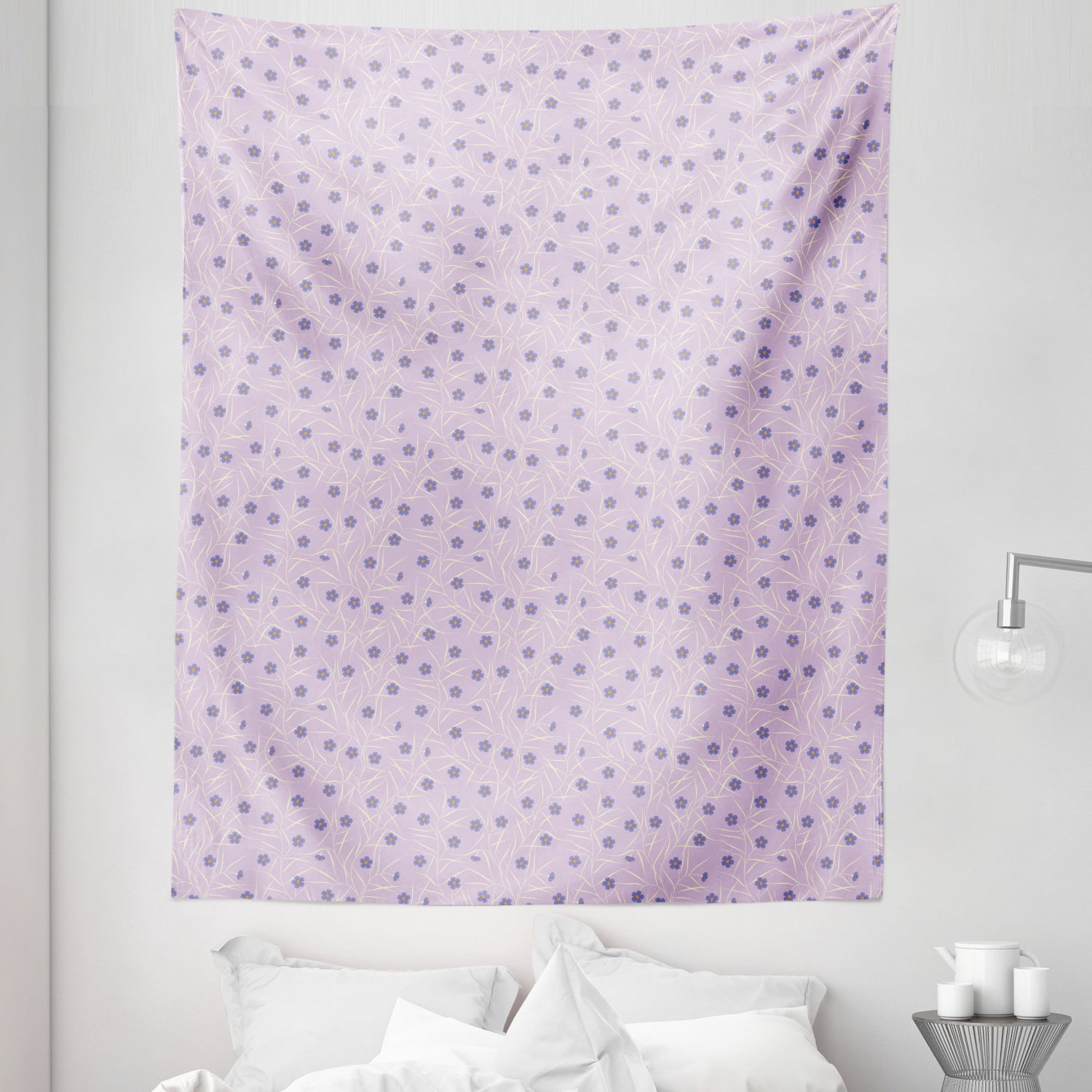 Lilac Tapestry, Burgeoning Spring Meadow Theme with Flowery Twigs ...