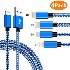 epacks Extra Long Phone Charger [3-Pack 6FT 10FT 10FT] Nylon Braided ...