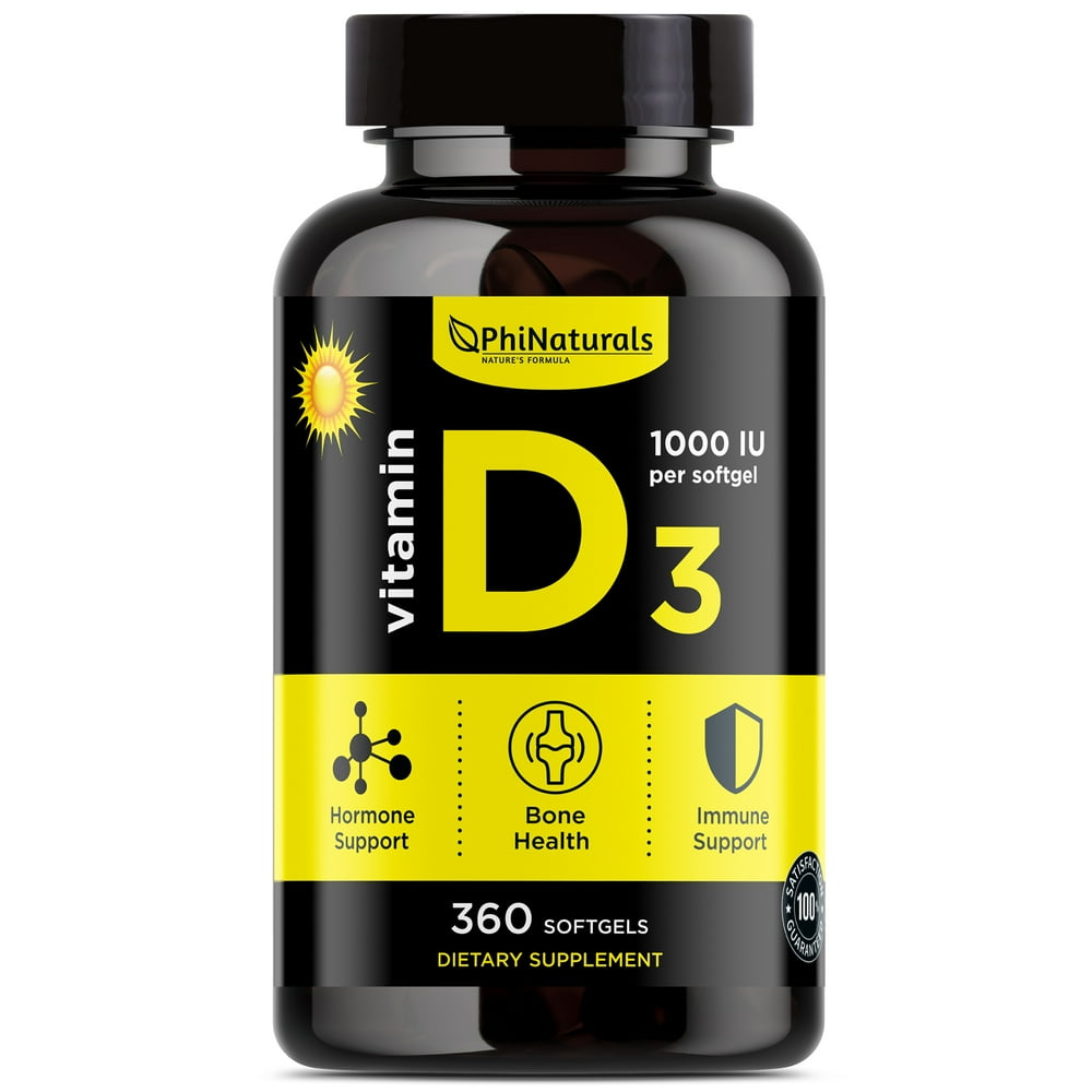 Vitamin D3 1000 IU Softgels – [360 Count] Extra Virgin Olive Oil for ...