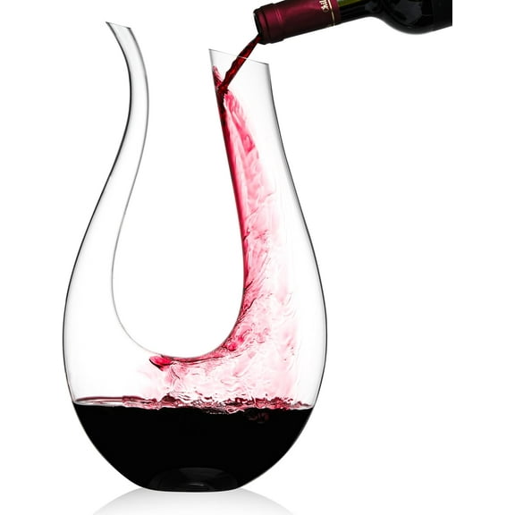 Crystal Wine Decanter with Aerator Pourer - Premium Hand-blown Lead ...
