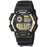 Men's Classic Digital World Time Watch, Black/Gold - AE1400WH-9AV - Walmart.com
