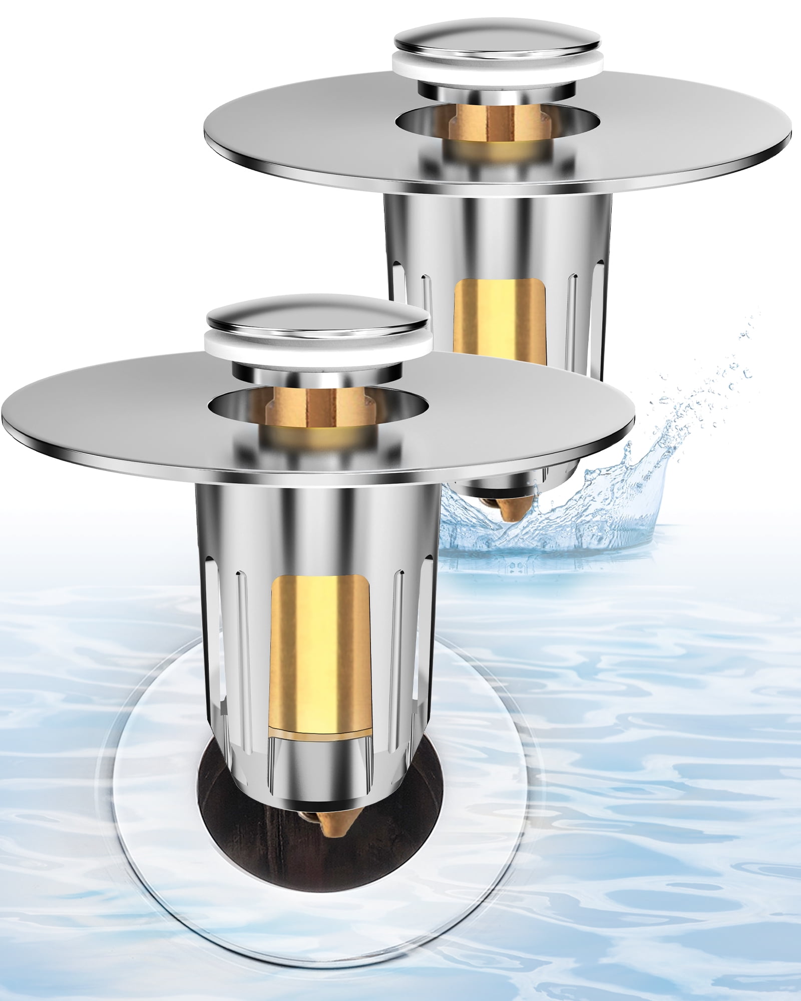 2 Pack Bathroom Sink Stopper Easy Installation Sink Stopper Pop Up ...