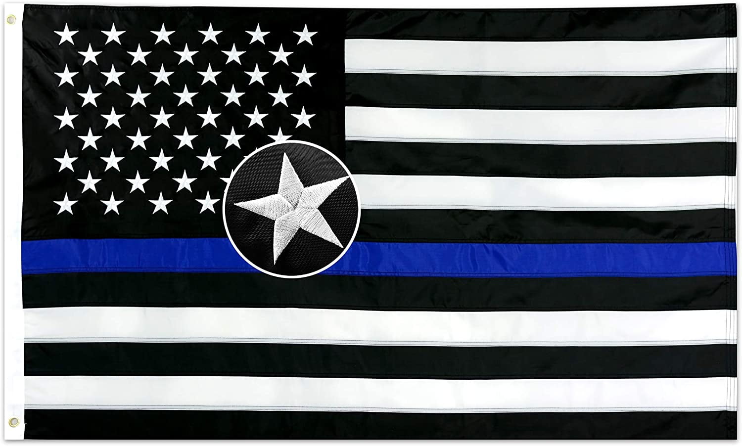 Thin Blue Line USA Flag 3x5 ft | Heavy Duty Embroidered Stars & Sewn ...