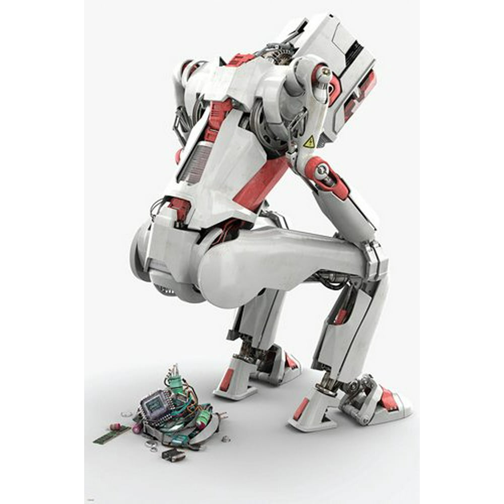 Robot Taking An Electronic Poop Poster 24X36 Funny - Walmart.com ...