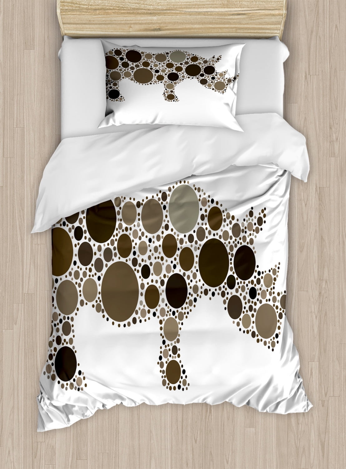Wildlife Twin Size Duvet Cover Set, Rhinoceros Silhouette Created with ...