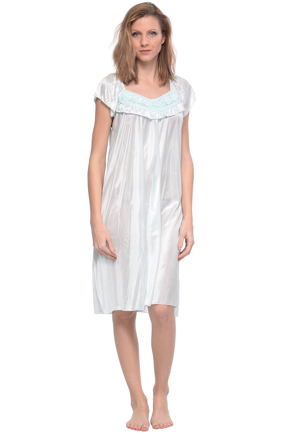 Casual Nights Women's Cap Sleeve Flower Silky Tricot Nightgown ...