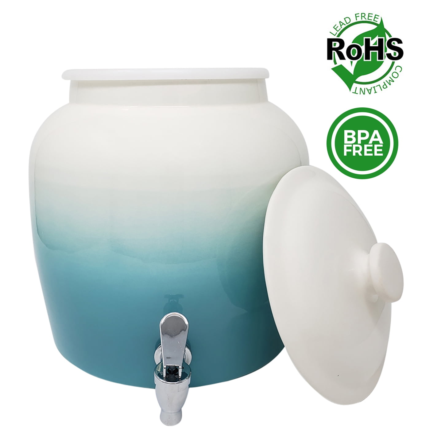 Premium Lead-Free Porcelain Beverage Dispenser With Matching Lid - 2.5 ...