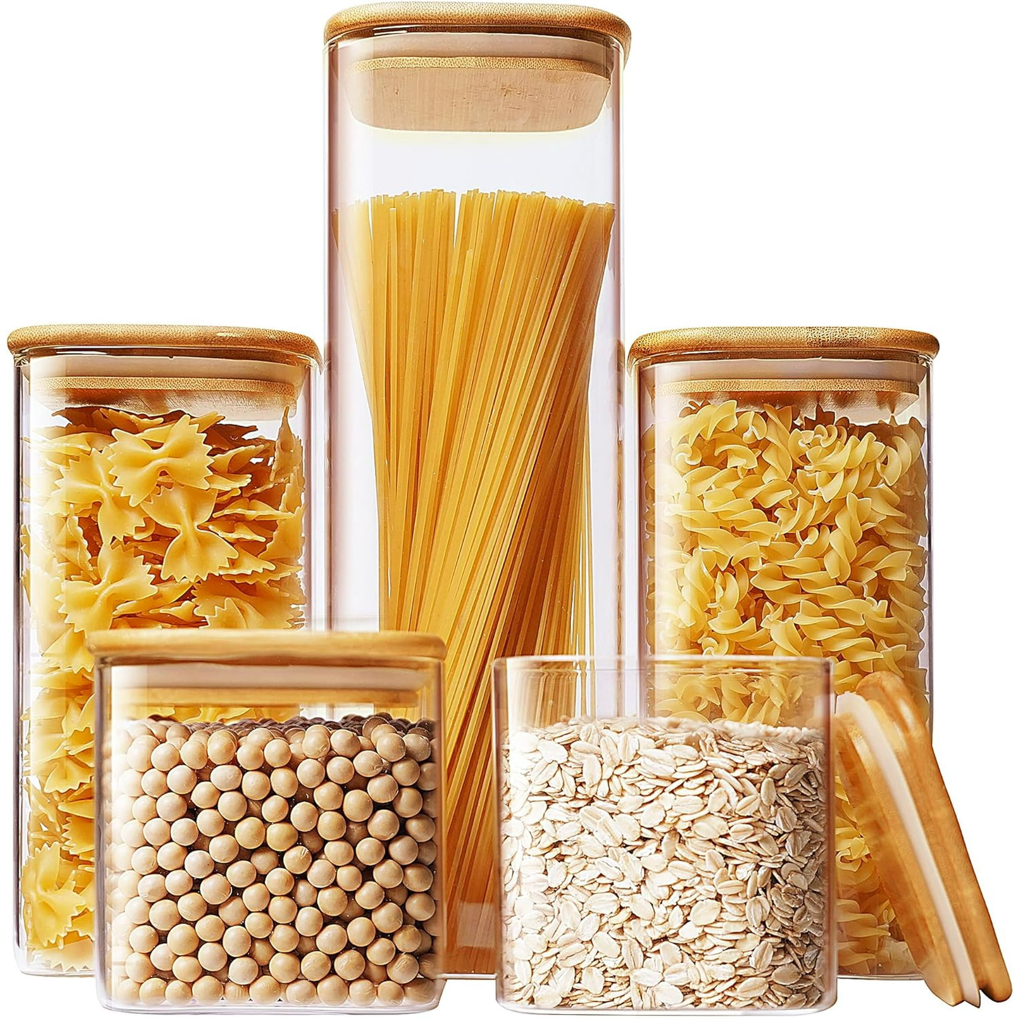 Click here for Wangbasdasd Square Glass Jars With Bamboo Lids [mu... prices