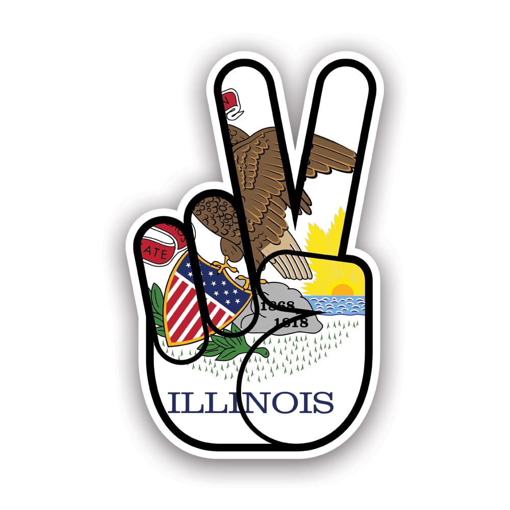 Illinois State Shaped Peace Sign Sticker Decal - Self Adhesive Vinyl ...
